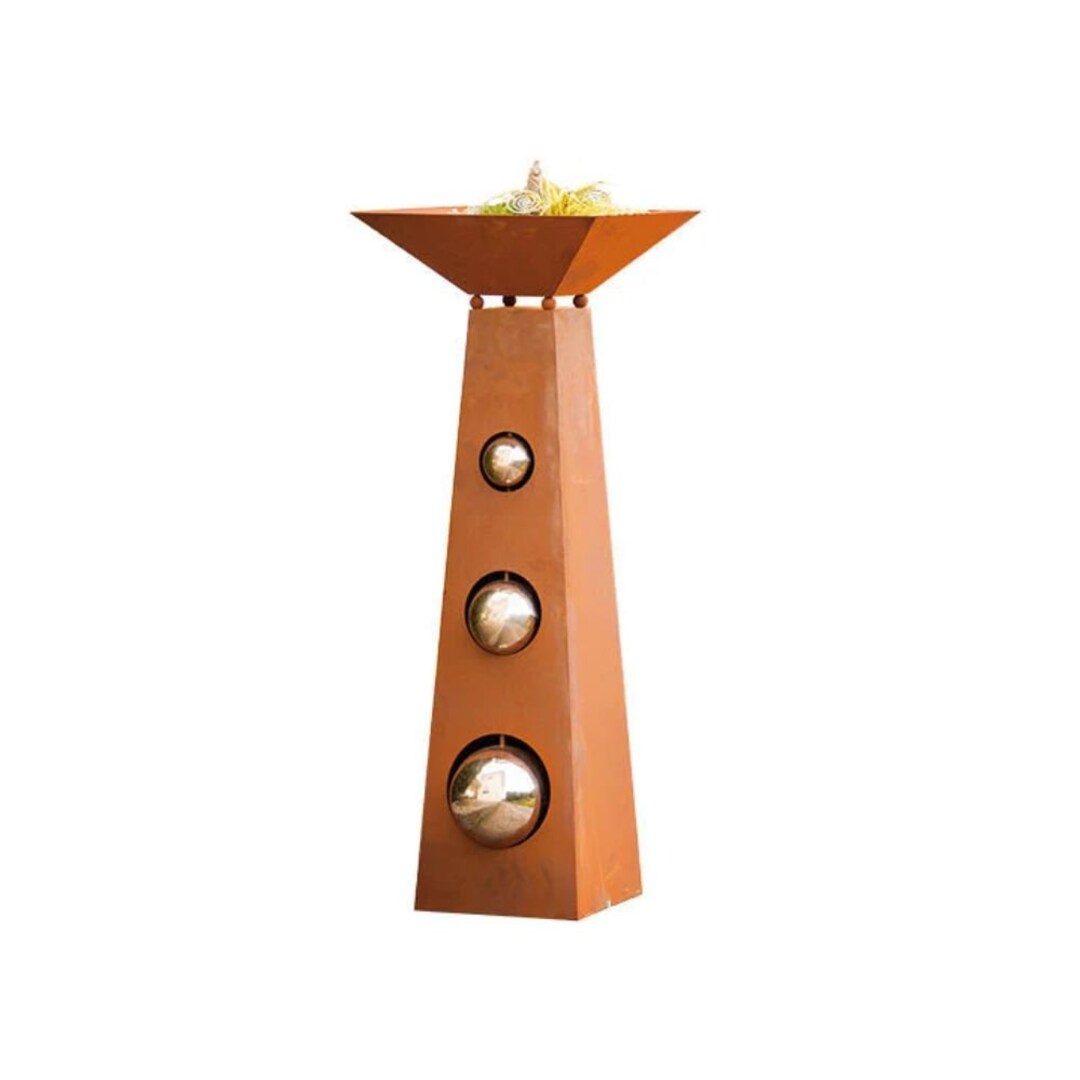 Column Trapez - Garden Column With Stainless Steel Balls Including Bowl ...