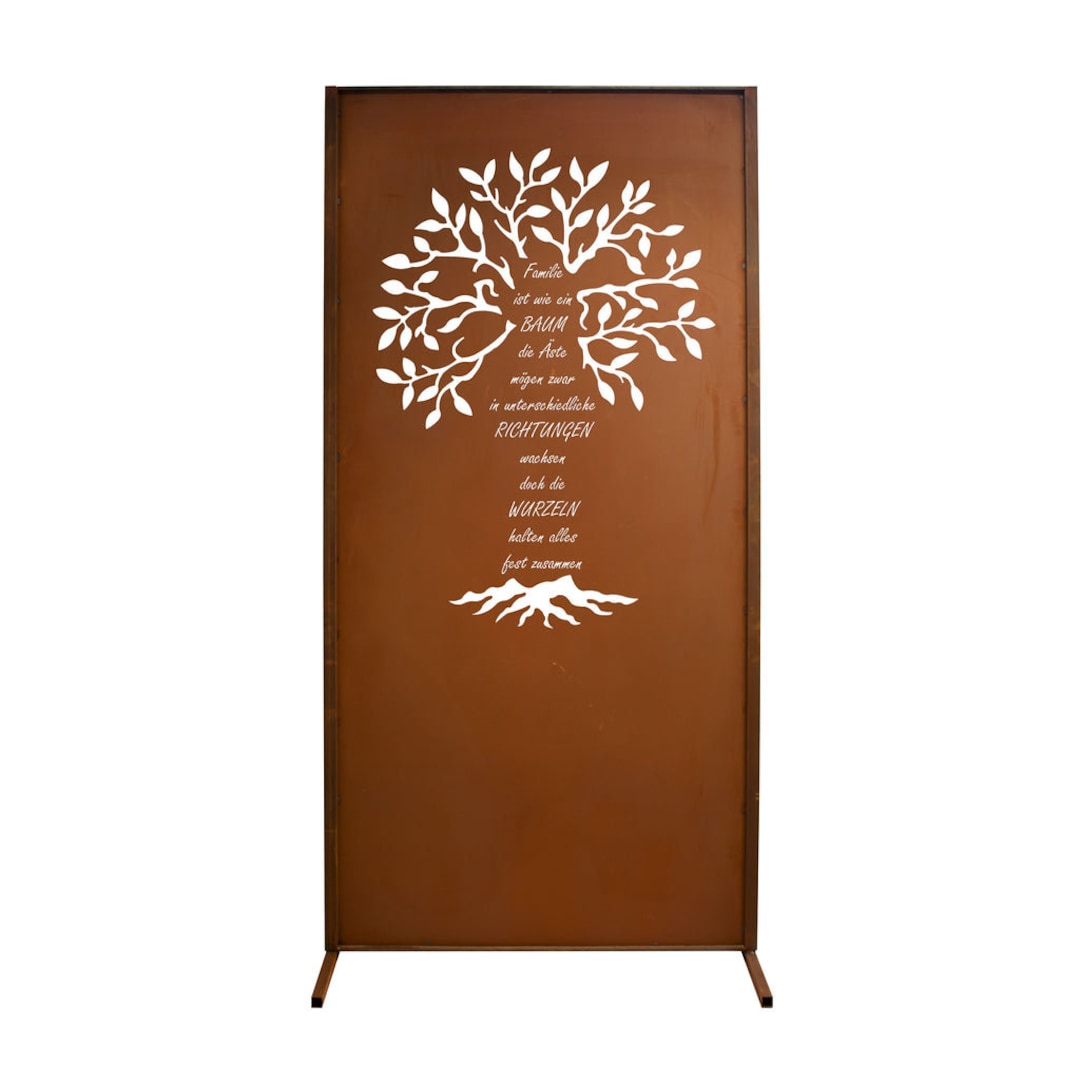 Privacy Screen Edelrost - Family Tree Motif Made of Metal Partition ...