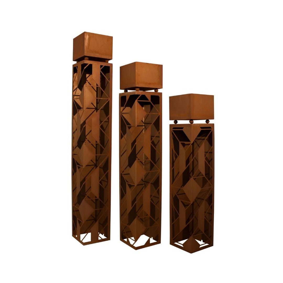 Plant Column Rust Look Graphic Design Column With Plant Bowl Decorative ...