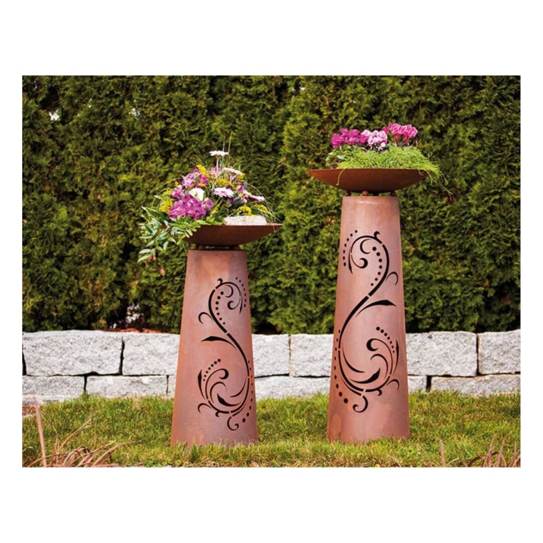 Column Cone Light Magic Patina Garden Column Plant Column With Bowl - Etsy