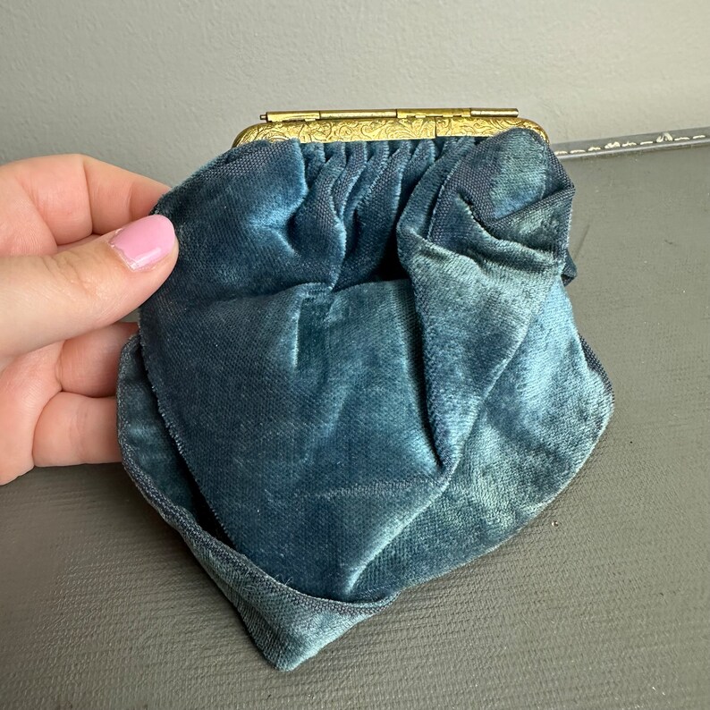 Antique Victorian Era Late 1800s Blue Velvet Small Top Handle Purse - Etsy