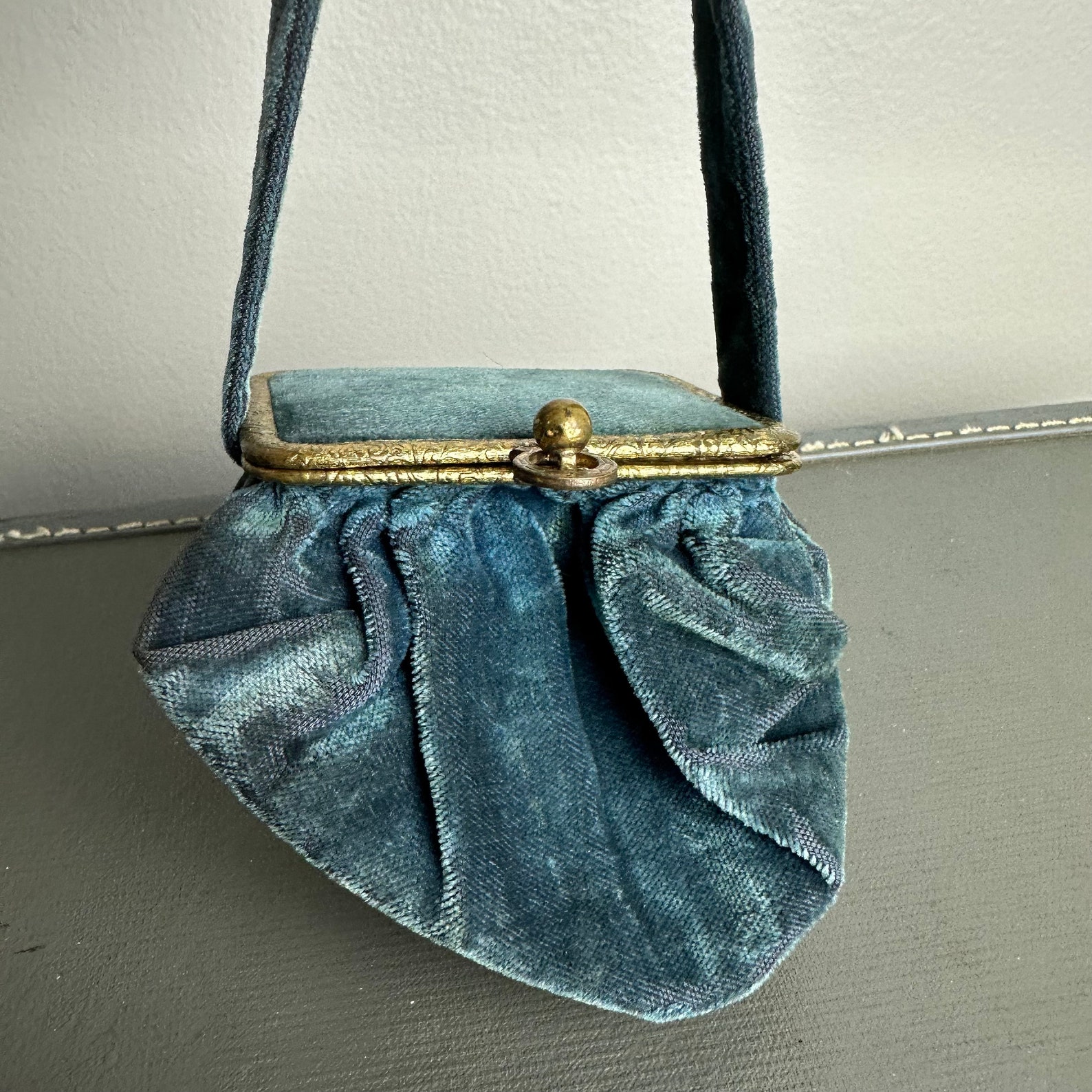 Antique Victorian Era Late 1800s Blue Velvet Small Top Handle Purse - Etsy