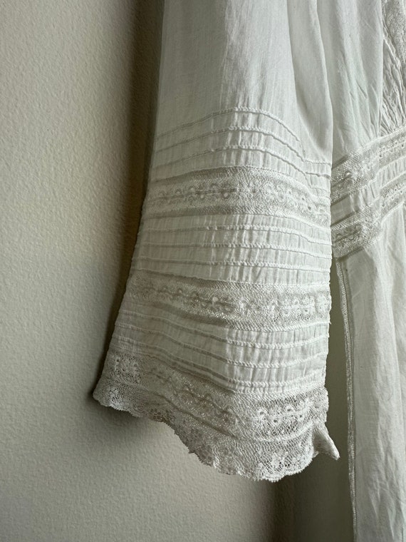 Antique 1910s Edwardian White Linen Lace Floral Tea D… - Gem