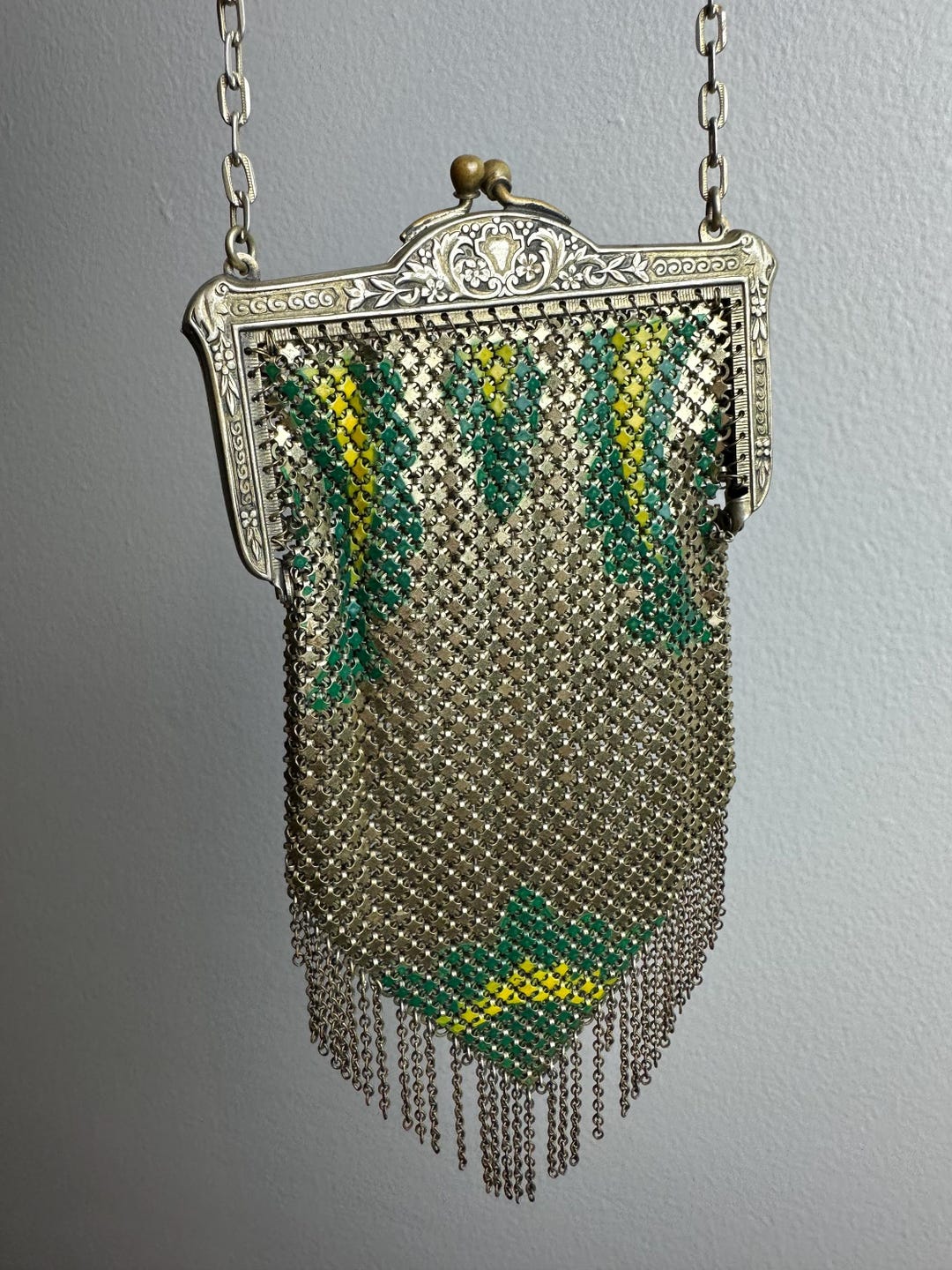 Antique Vintage 1920s Yellow Green Mandalian Metal Mesh Flapper Purse ...