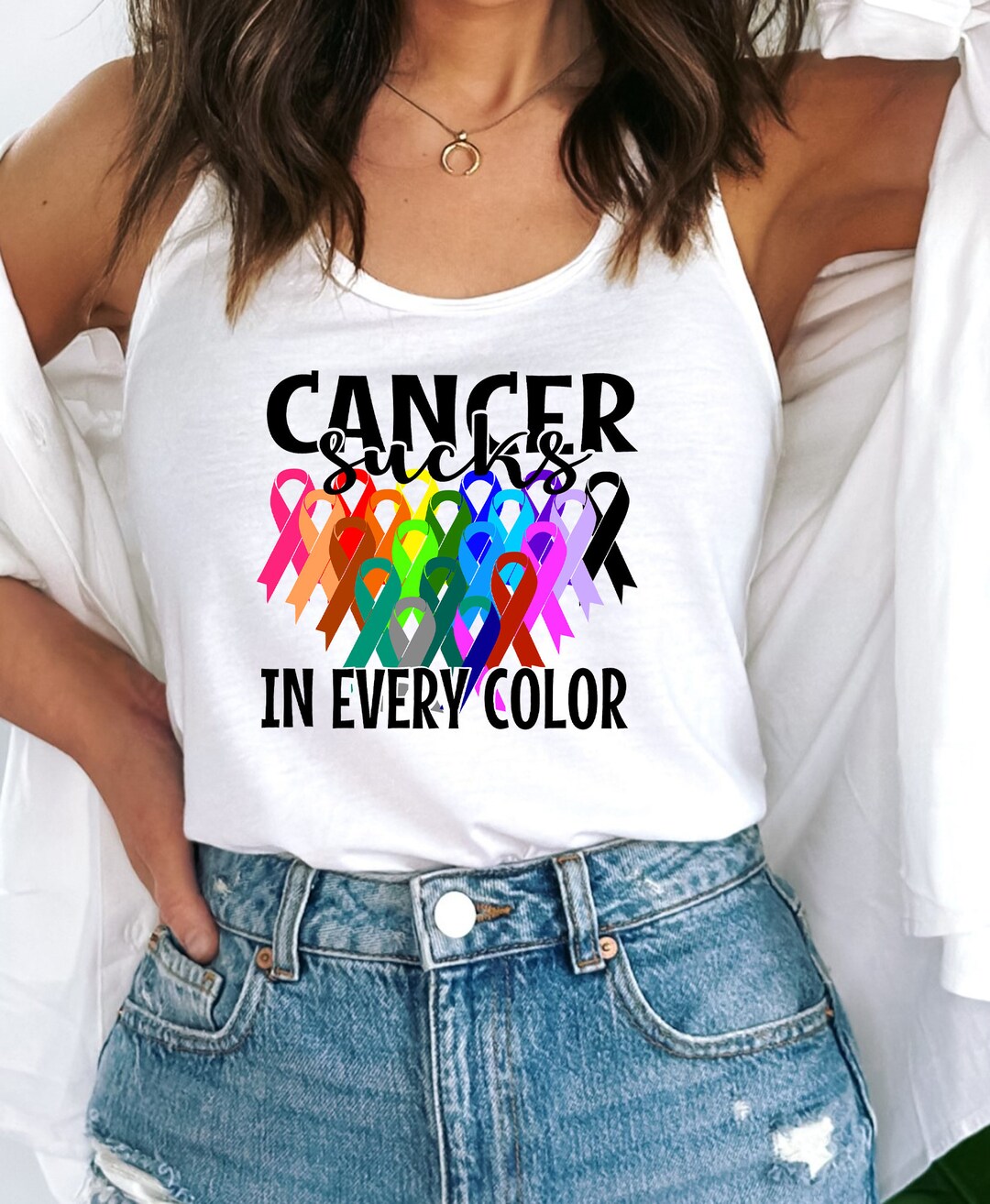 Cancer Ribbon Wonder Tank Top, Cancer Survivor Tank, Cancer Warrior ...