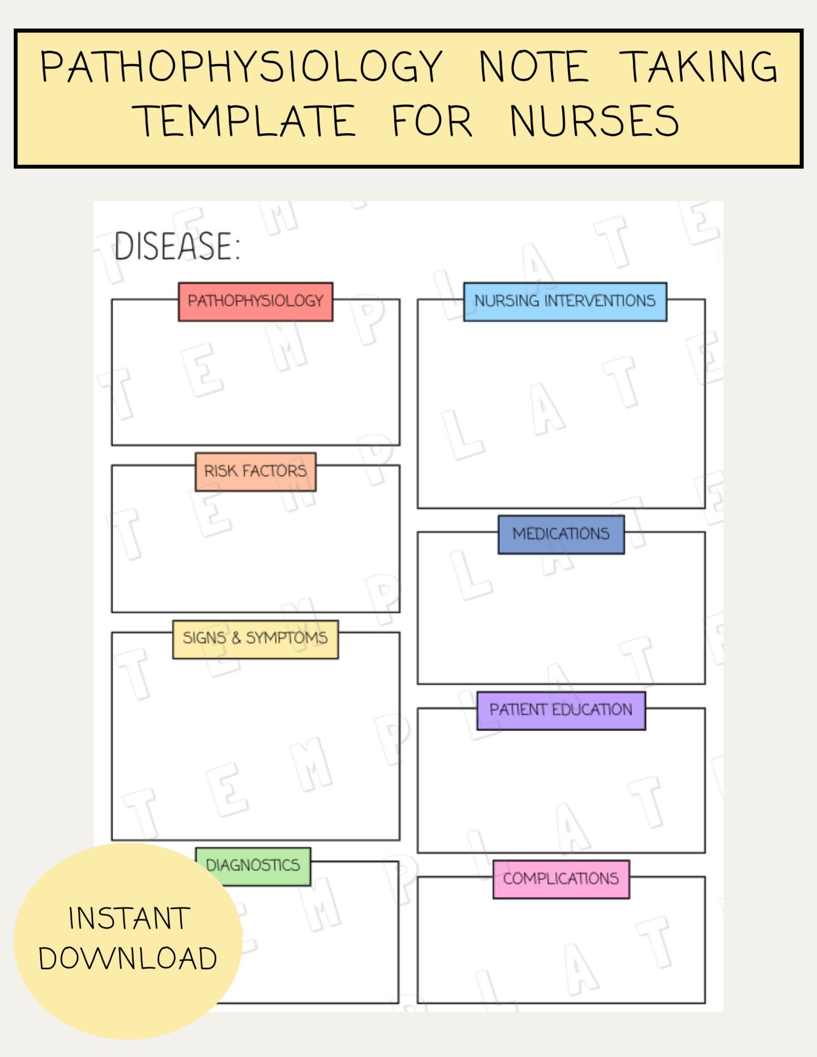 MEDSURG NOTE TAKING Template for Nurses, Medsurg Note Taking Guide ...