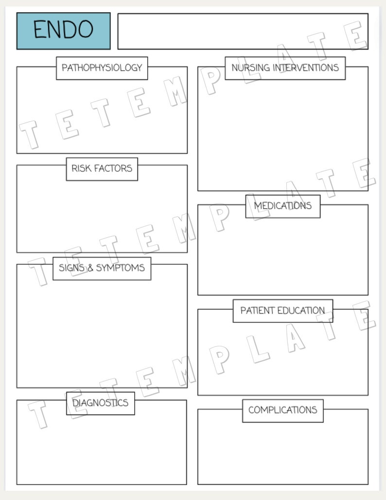 COLOR CODED MEDSURG Nursing Note Template, Organized by System, 11 ...