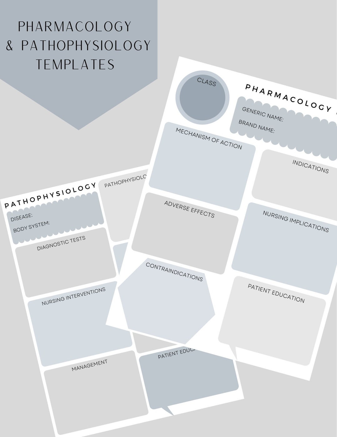 Pharmacology & Pathophysiology Template Bundle, Medsurg Nursing ...