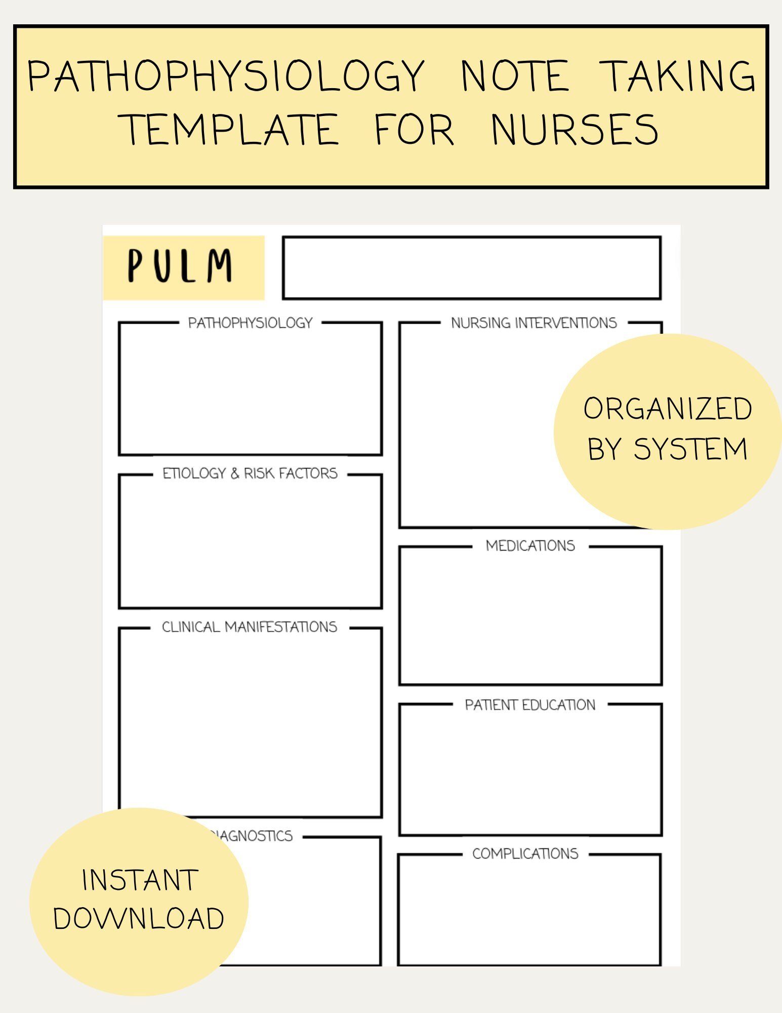 Nurse Pathophysiology Note Taking Template - COLOR CODED by SYSTEM, 11 ...