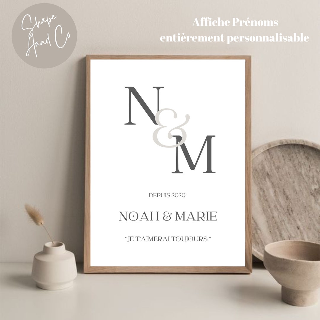 Personalized First Names Poster / Couple Date / Minimalist Romantic ...