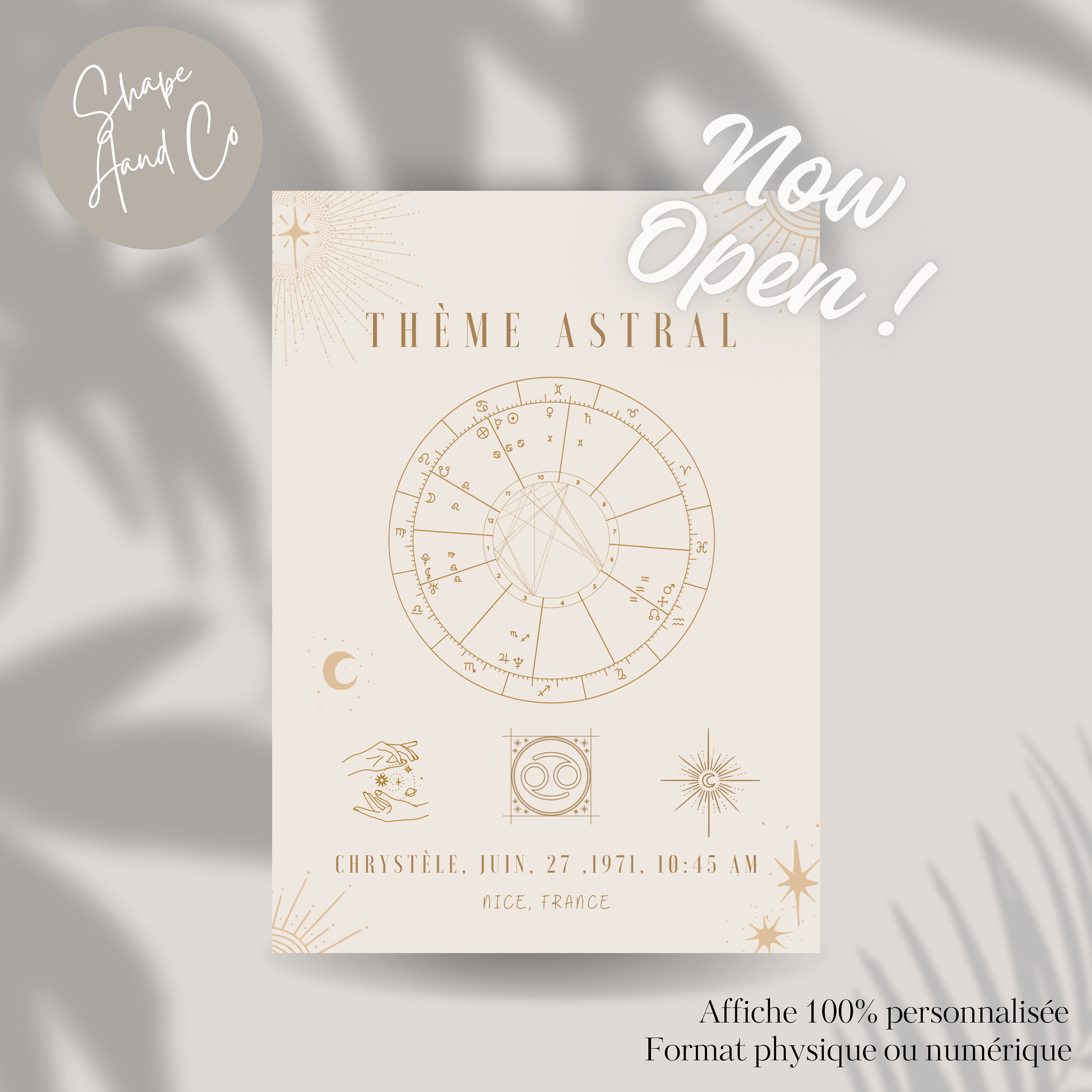 Affiche thème Astral personnalisé / Astrologie / Signe astrologique ...