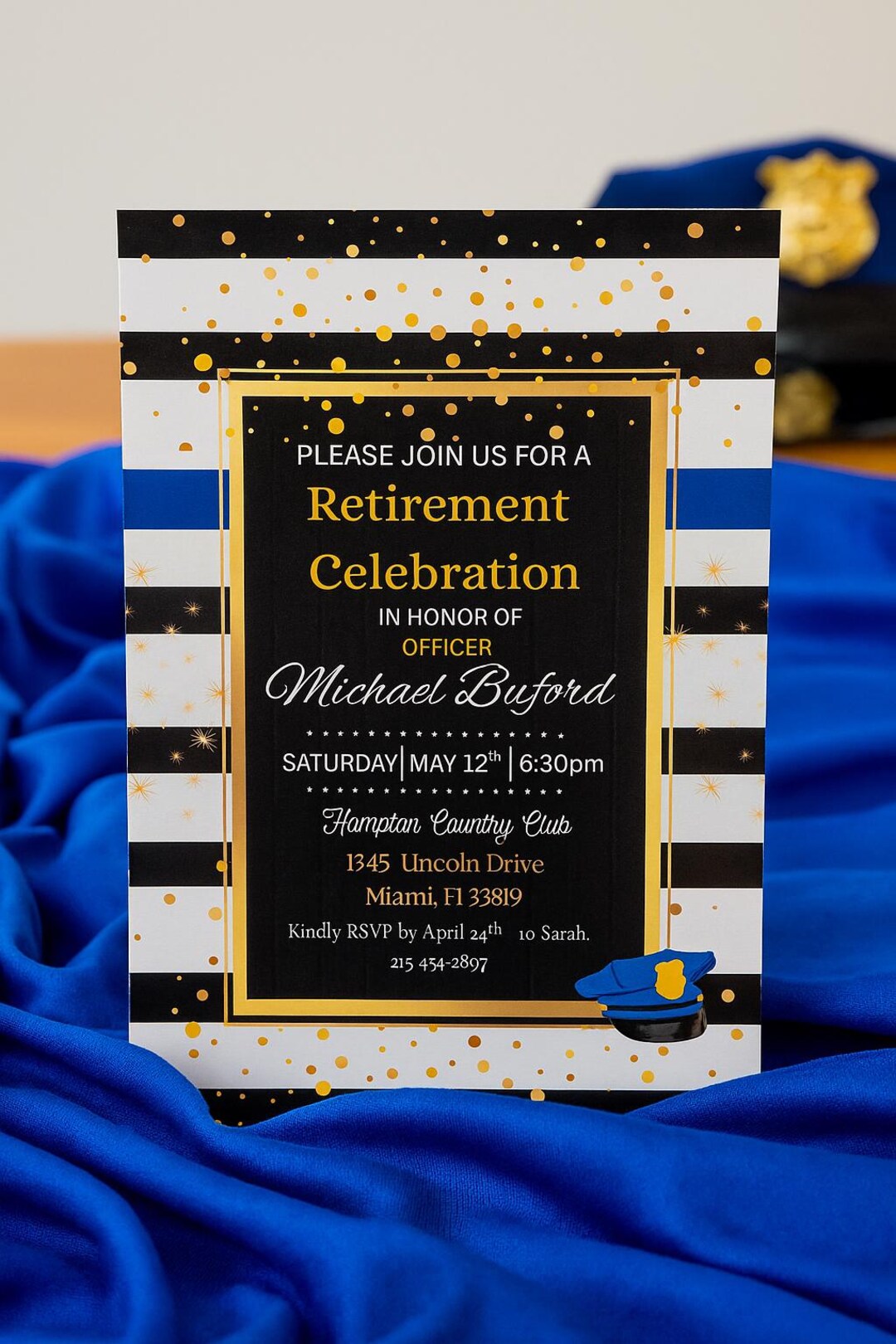 Police Retirement Invitation Template - Officer Retirement Party Invite ...