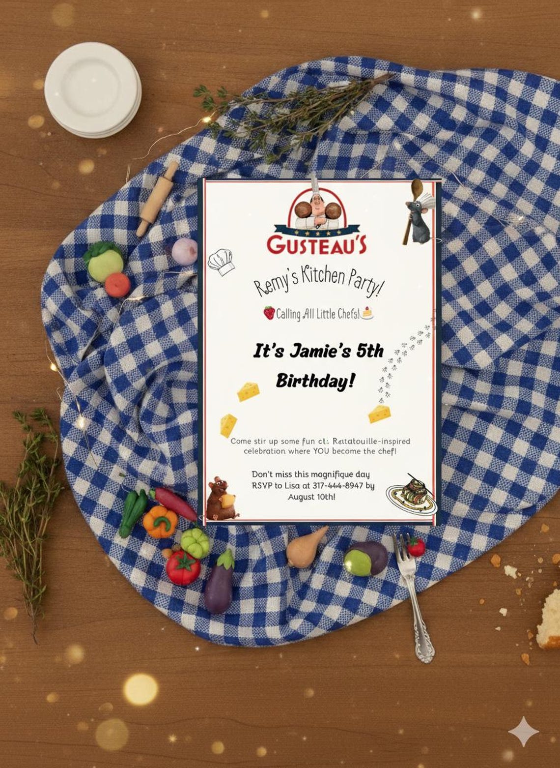 Ratatouille Birthday Invitation: Editable Chef Party Template (digital ...