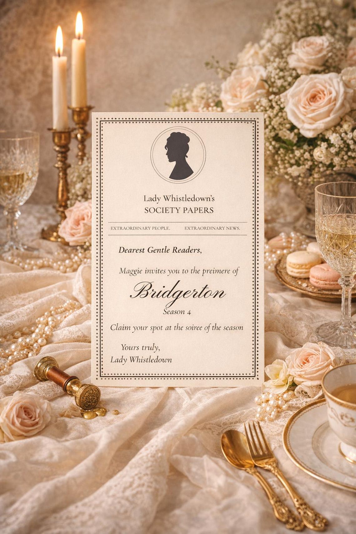 Bridgerton Invitation Template - Lady Whistledown Society Papers (canva ...