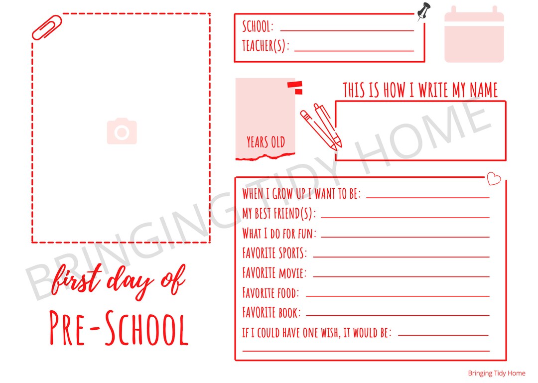 First Day of School: Grade Memory Box Sheets - Red - Etsy