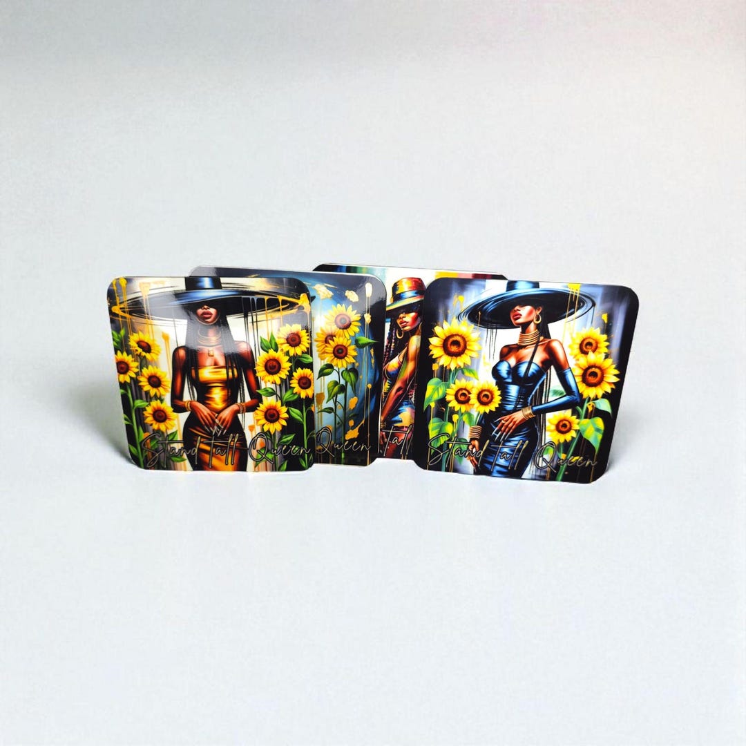 Sunflower Queen Coasters – Afrocentric Black Art Drinkware ...