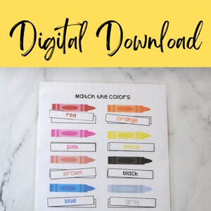 Busy Binder Crayons Color Match Up, Learning Colors, Crayons Printable ...