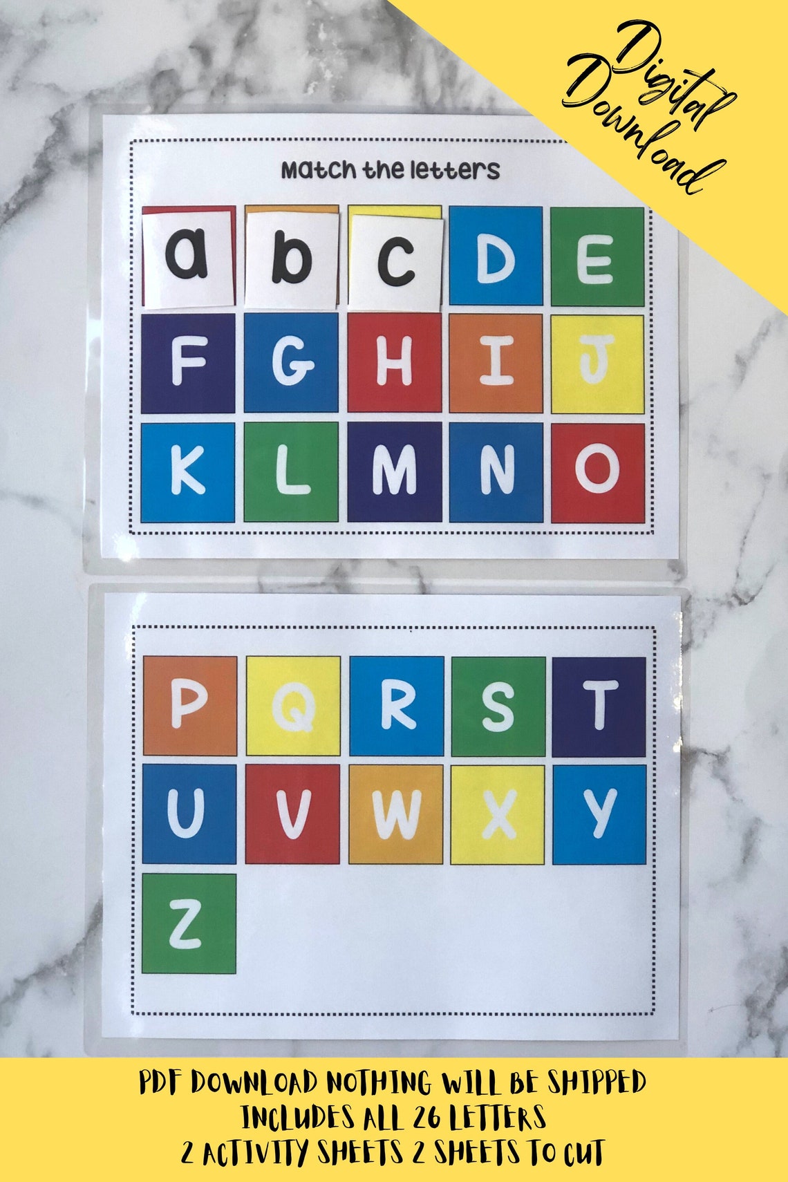 Colorful Alphabet Busy Binder Printable, Rainbow Alphabet Match ...