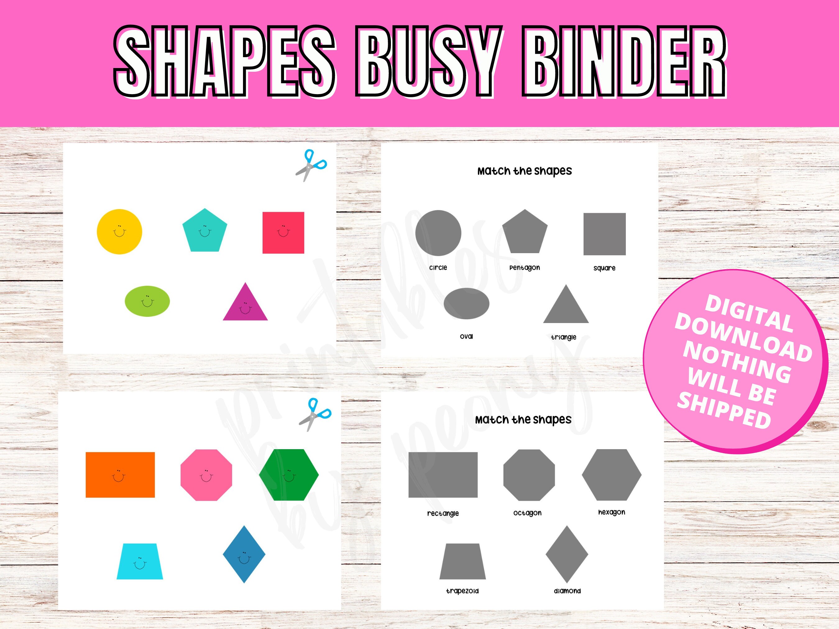 Shapes Printable Toddler Busy Book. Shape Matching Activities for ...