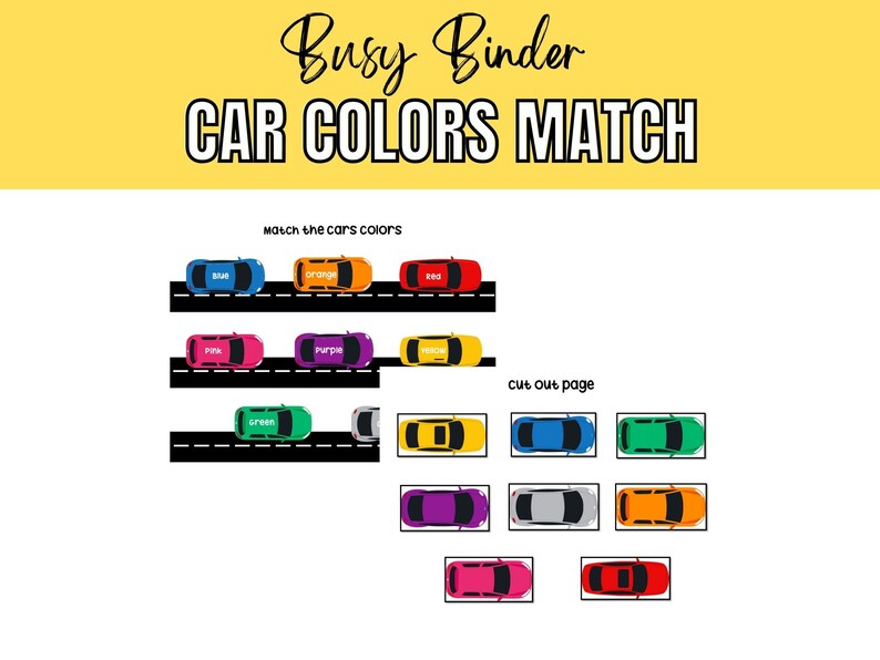 Busy Binder Color Match Up, Learning Colors, Colors Printable, Quiet ...