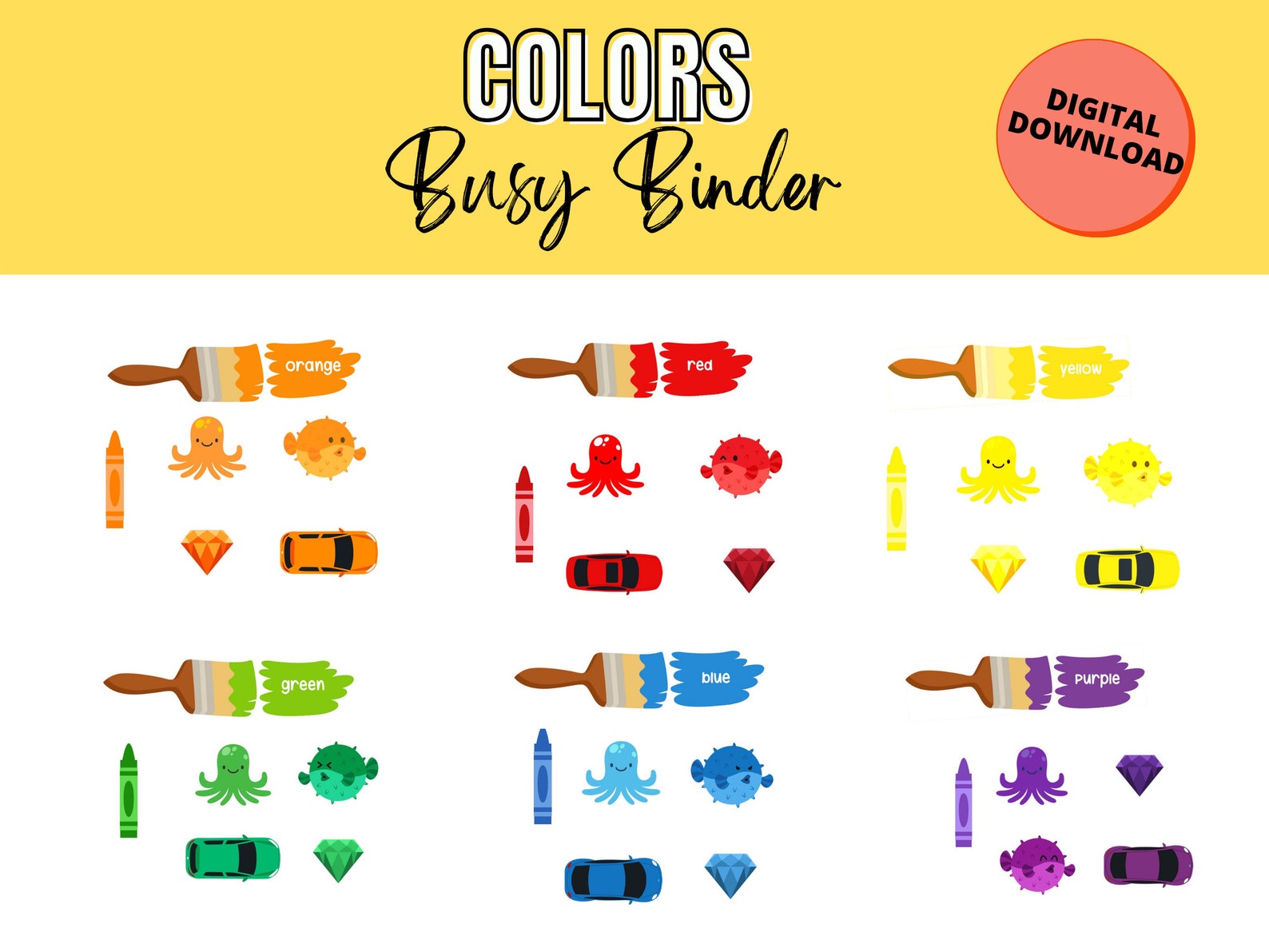 Color Matching Printable, Busy Binder Colors Printable, Color Sorting ...