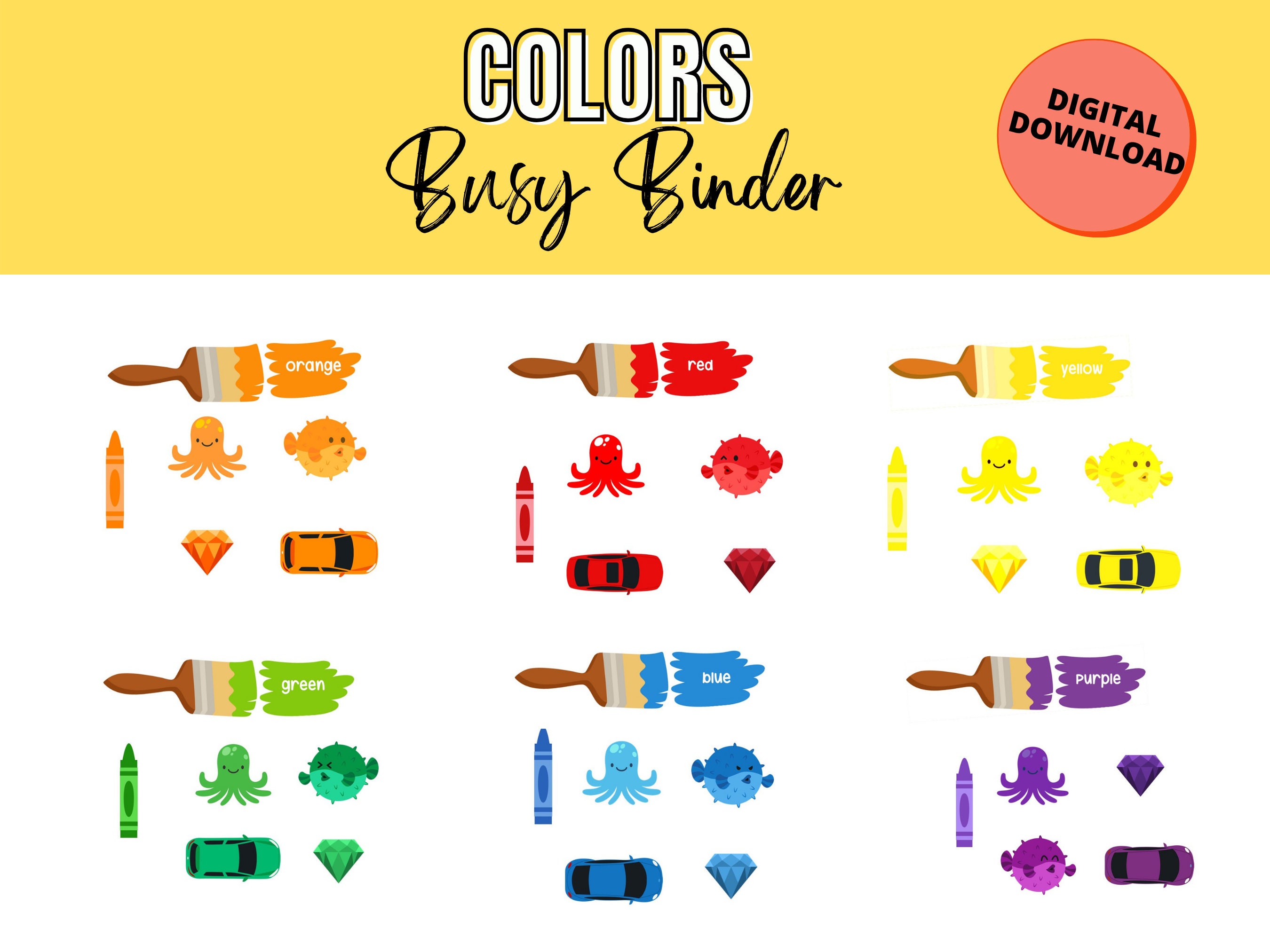 Color Matching Printable, Busy Binder Colors Printable, Color Sorting ...