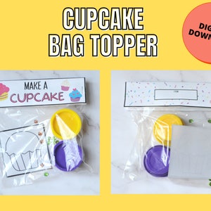 Cupcake Play Dough Birthday Kit Bag Toppers, Playdoh Printable Party ...