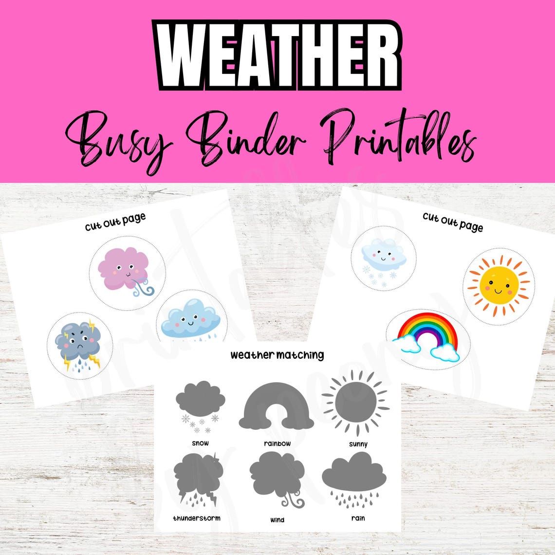 Toddler Busy Book, Weather Printable, Busy Book Weather, Weather ...