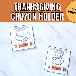 Thanksgiving Crayon Holder Party Favor, Fall Printable Mini Coloring ...