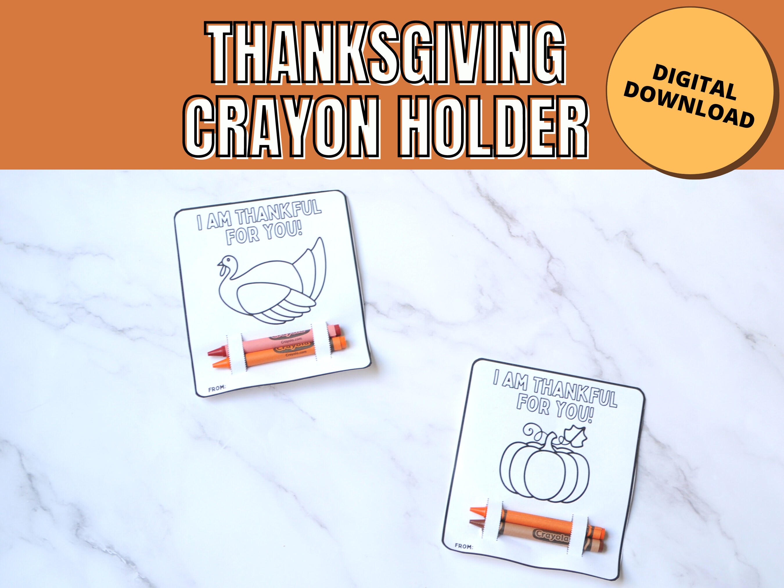 Thanksgiving Crayon Holder Party Favor, Fall Printable Mini Coloring ...
