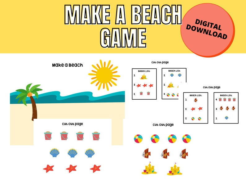 Beach Printable, Busy Binder Printable, Busy Book Game, Printable Game ...