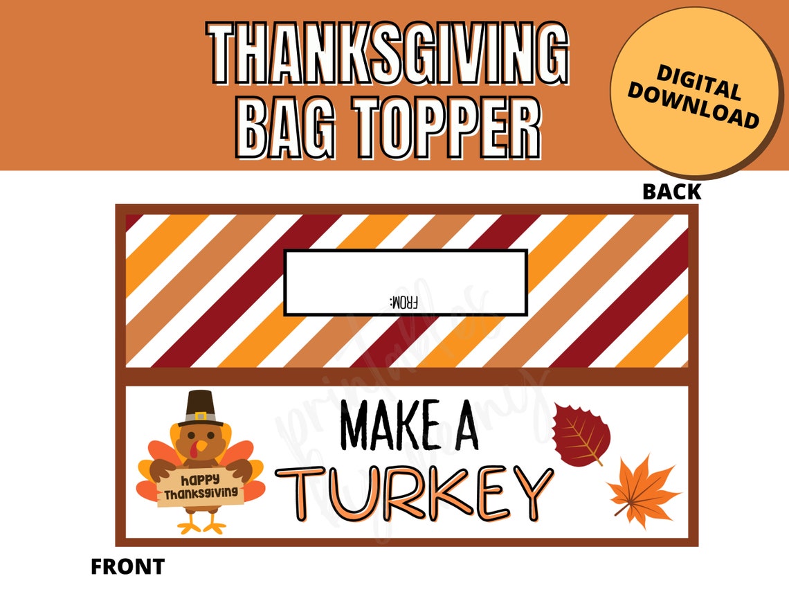 DIY Play Dough Turkey Kit Bag Toppers, Playdoh Printable Party Favor ...