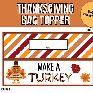 DIY Play Dough Turkey Kit Bag Toppers, Playdoh Printable Party Favor ...