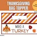 DIY Play Dough Turkey Kit Bag Toppers, Playdoh Printable Party Favor ...