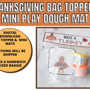 DIY Play Dough Turkey Kit Bag Toppers, Playdoh Printable Party Favor ...