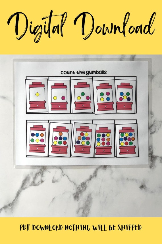 Gumball Numbers 1-10 & Counting Printable Busy Book. Gumball | Etsy