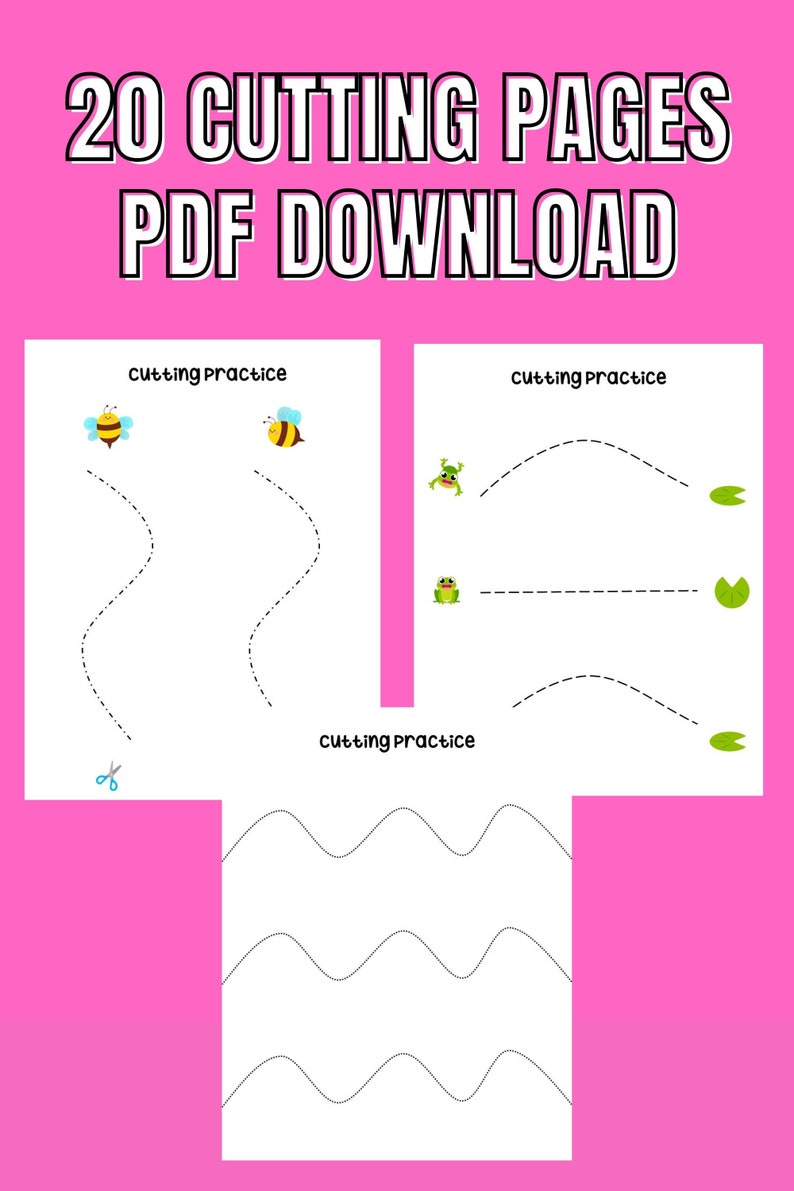 Scissor Skills Practice Sheets, Printable Cutting Practice, Fine Motor ...