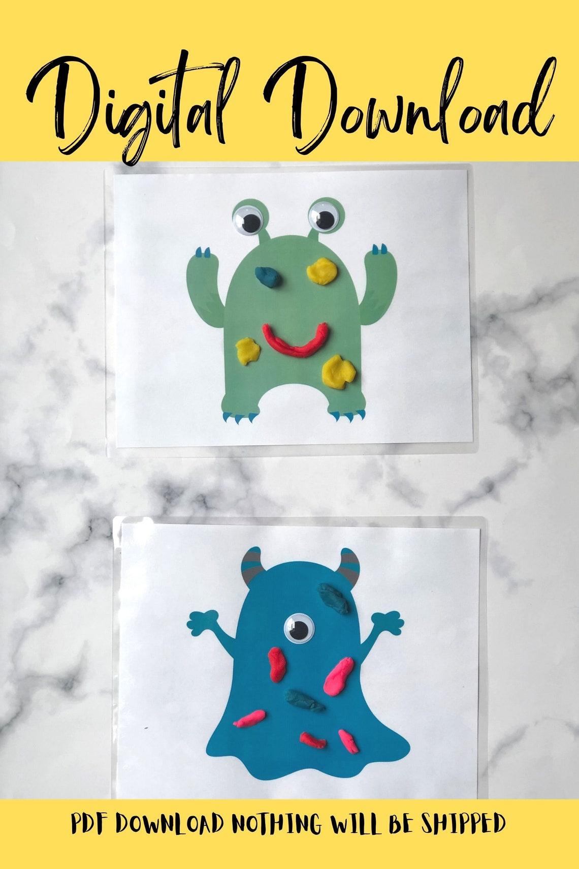 Monster Playdough Mat Printable, Playdough Activity Mat, Toddler ...