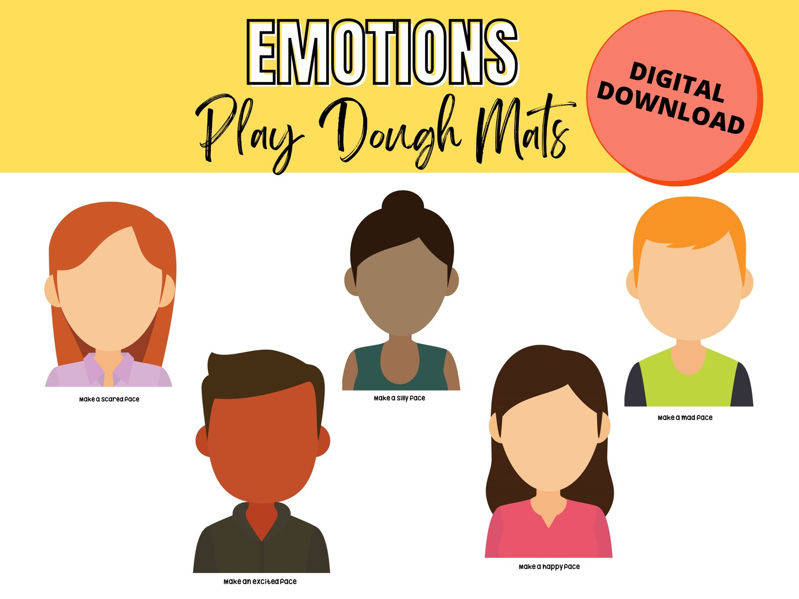 Printable Emotions Play Dough Mats, Learn Feelings and Emotions ...