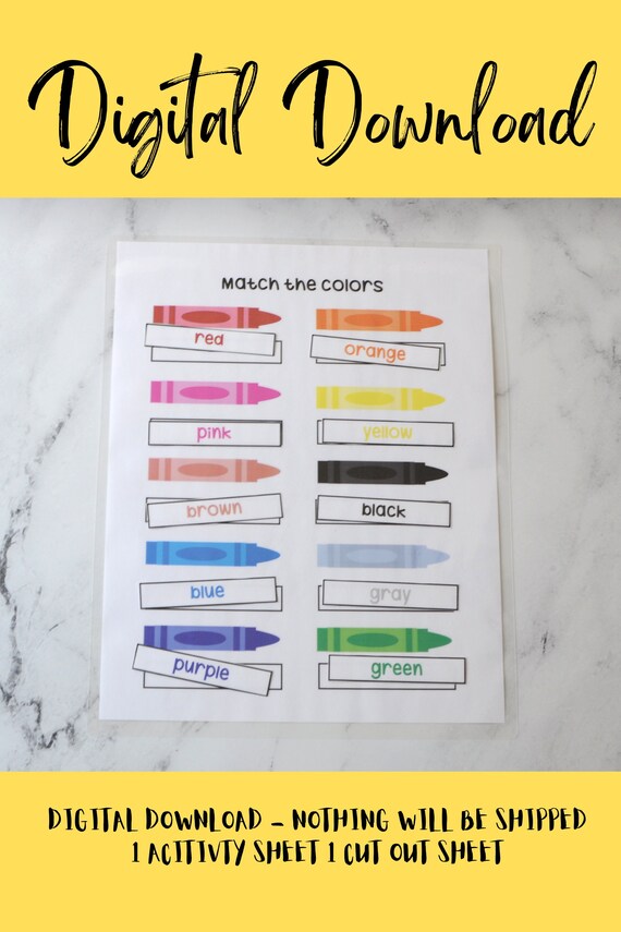 Busy Binder Crayons Color Match Up Learning Colors Crayons - Etsy