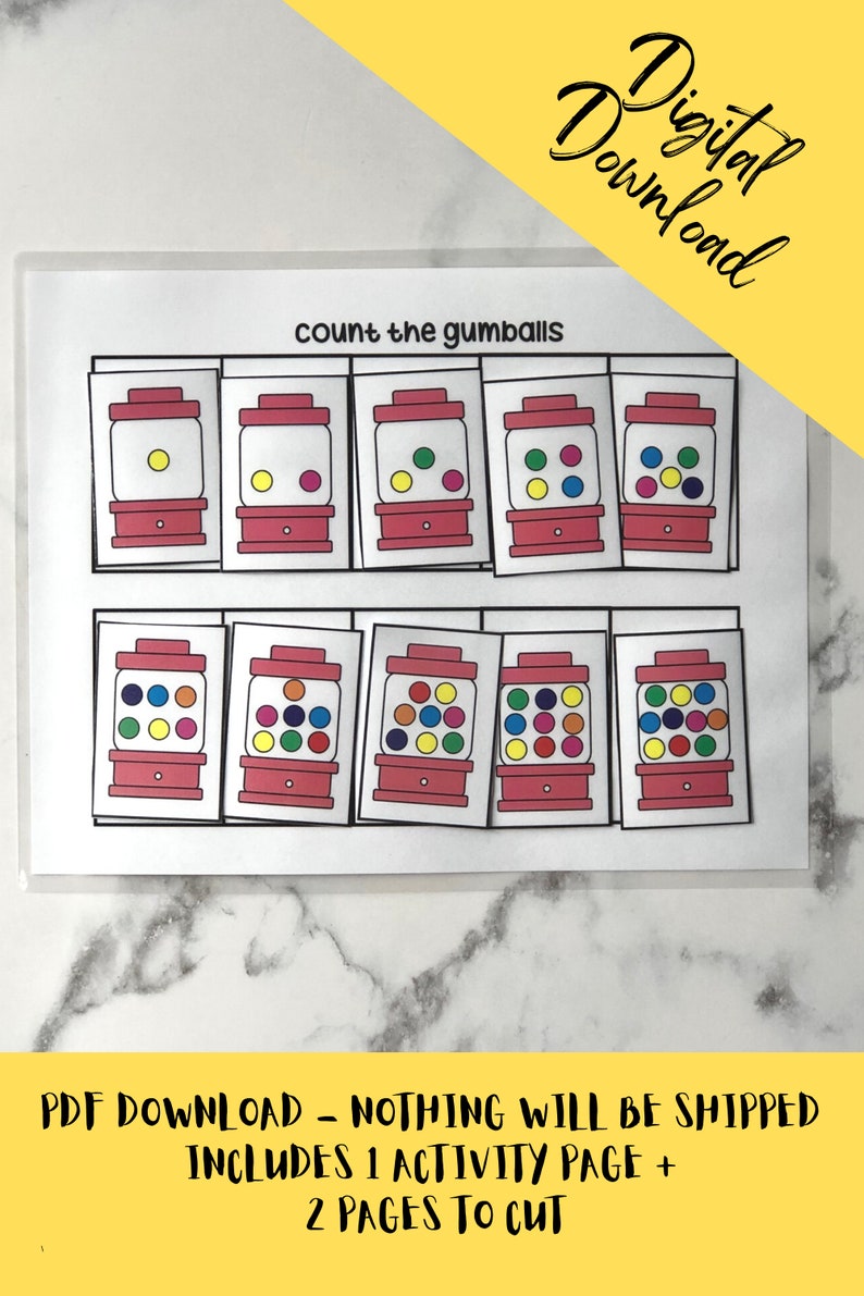 Gumball Numbers 1-10 & Counting Printable Busy Book. Gumball Numbers ...