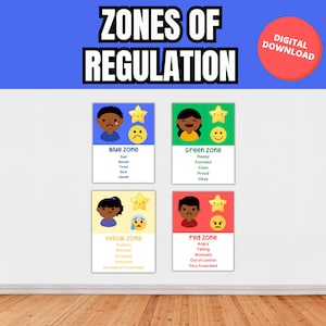 Emotion Zones Posters, Zones of Regulation Poster, Regulation of ...
