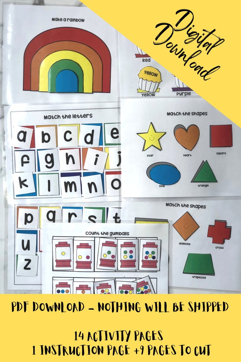 Toddler Busy Book Printable, Toddler Busy Binder Printable, Homeschool ...