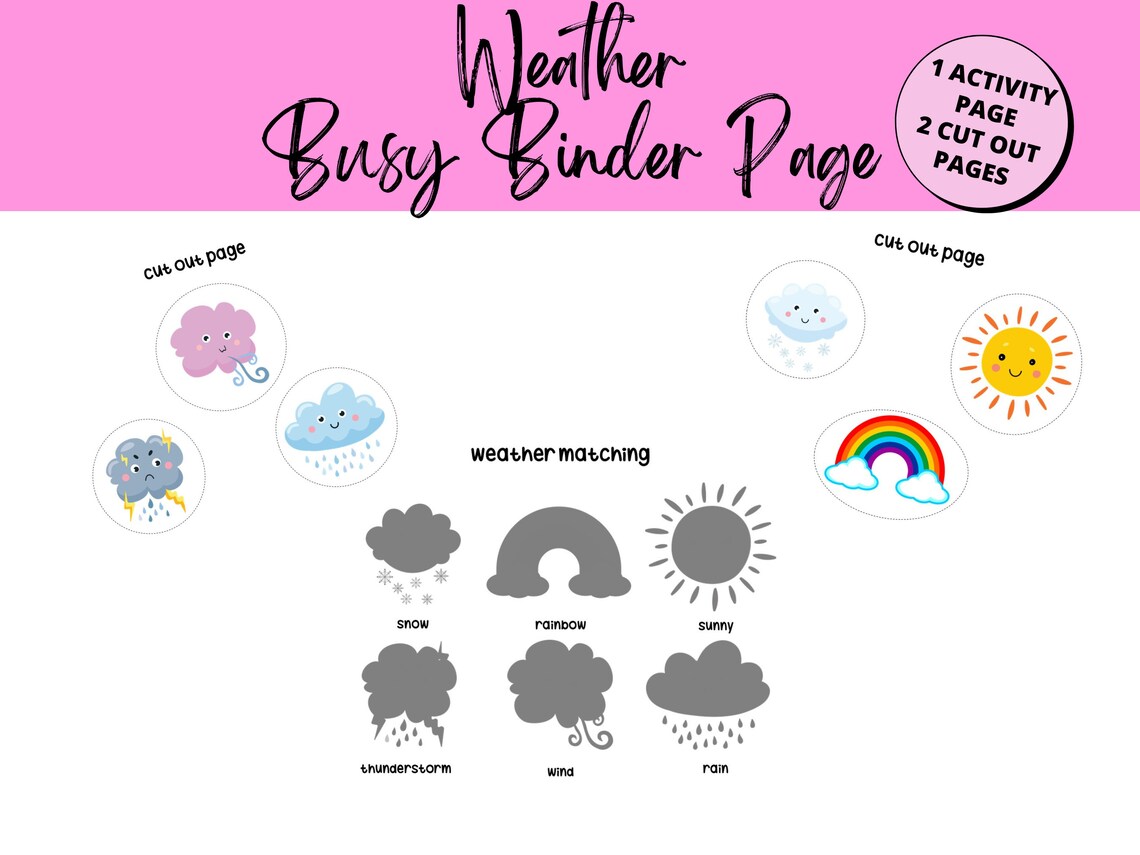 Toddler Busy Book, Weather Printable, Busy Book Weather, Weather ...