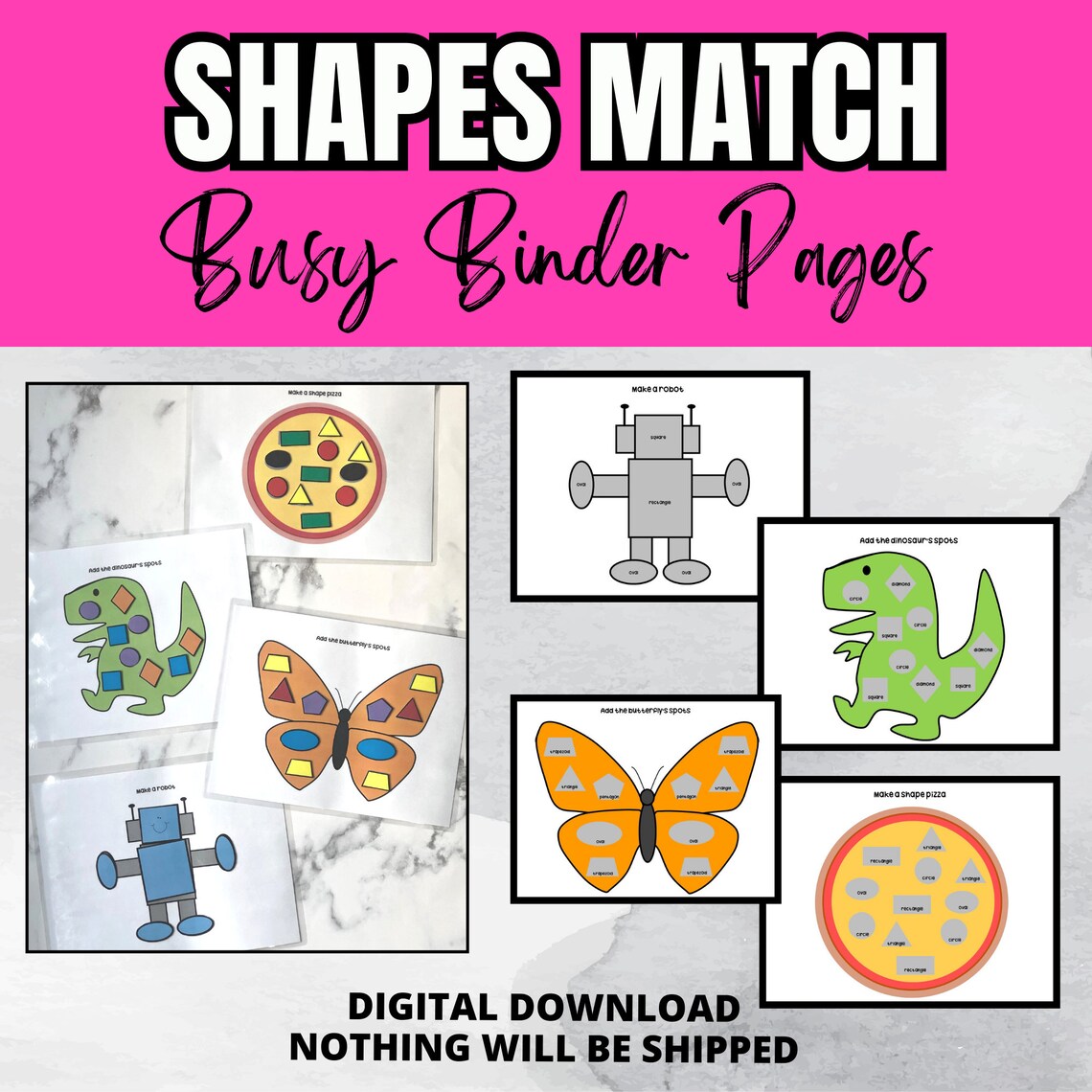 Shapes Printable for Busy Binders or Busy Book. Preschool Shapes ...
