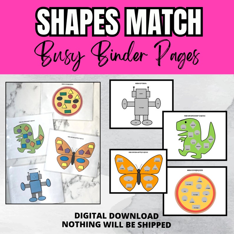 Shapes Printable for Busy Binders or Busy Book. Preschool Shapes ...