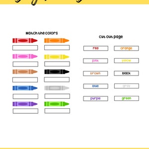 Busy Binder Crayons Color Match Up, Learning Colors, Crayons Printable ...