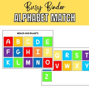 Colorful Alphabet Busy Binder Printable, Rainbow Alphabet Match ...