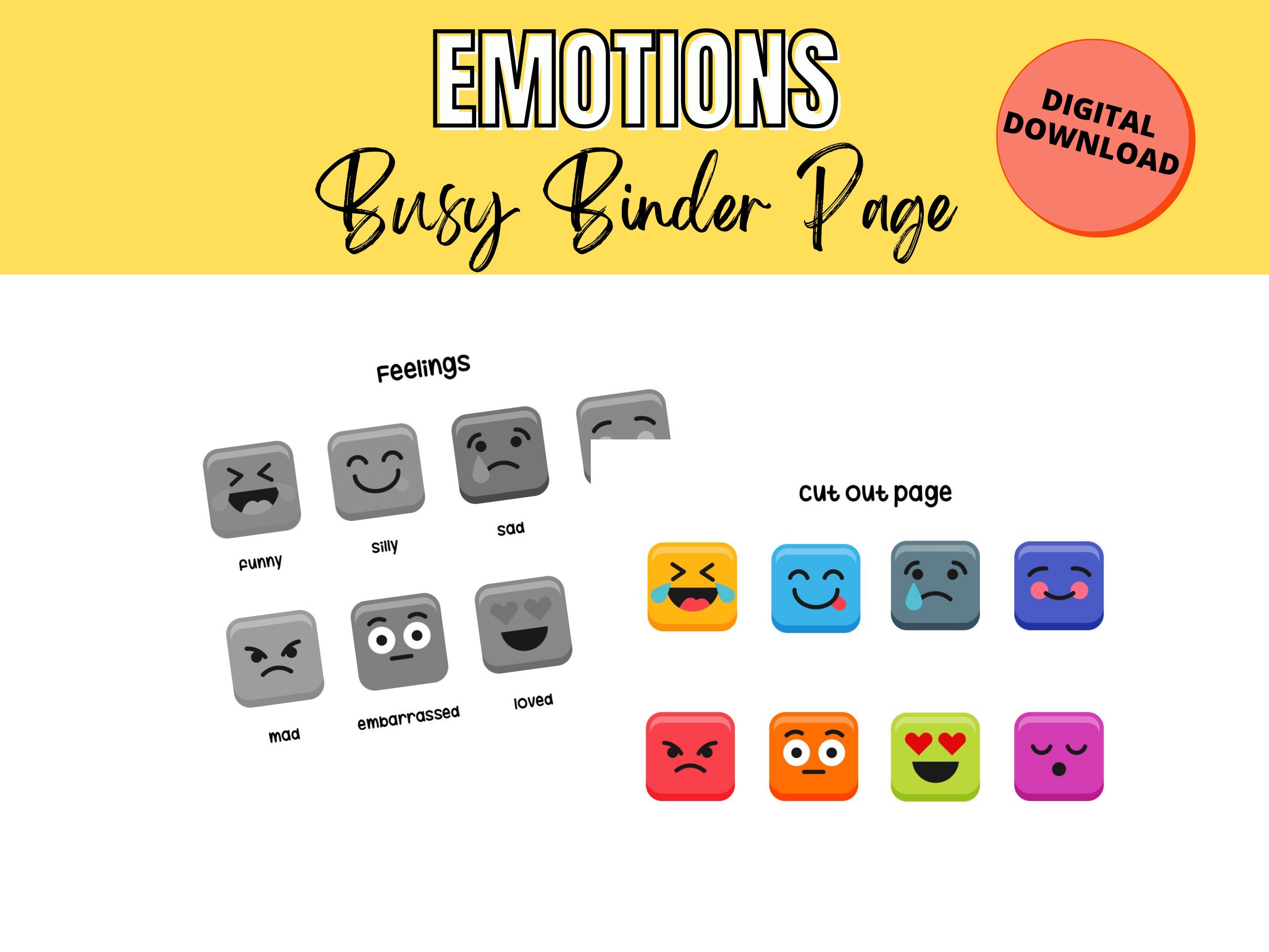 Emotions Printable, Busy Binder Feelings, Busy Binder Emotions ...