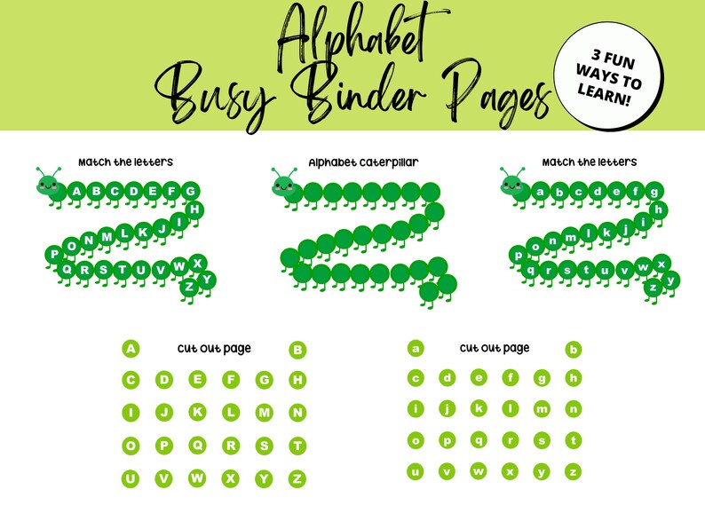 Alphabet Busy Book, Alphabet Busy Binder, Alphabet Matching Uppercase ...